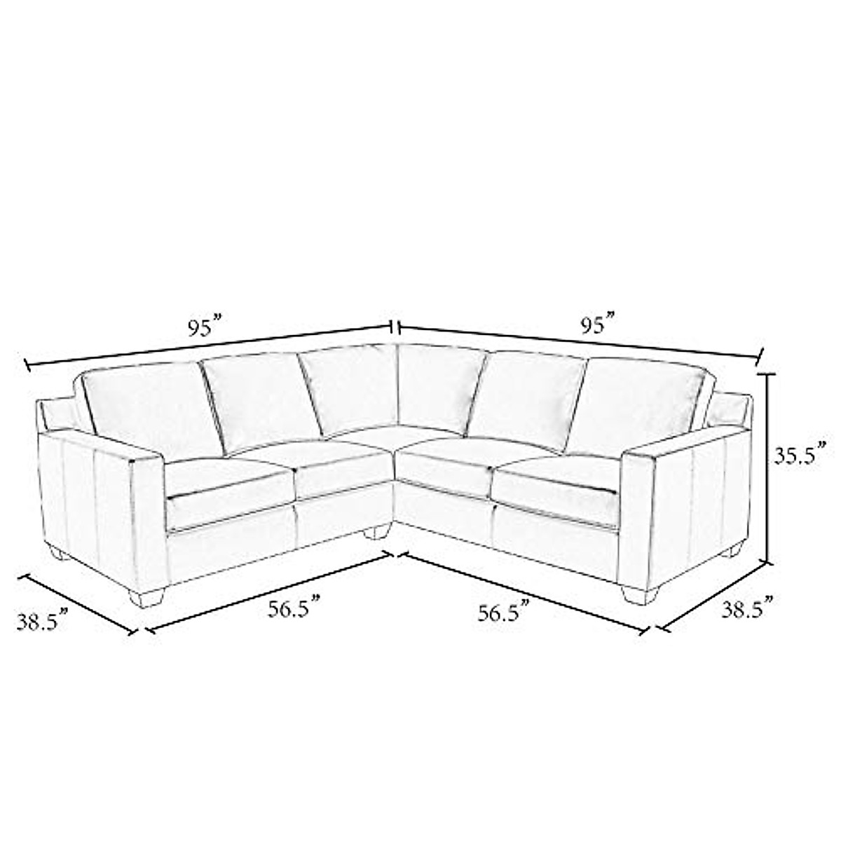 Nice Link Home Furnishings Lauren Leather Two Piece Dark Brown Colored Sectional