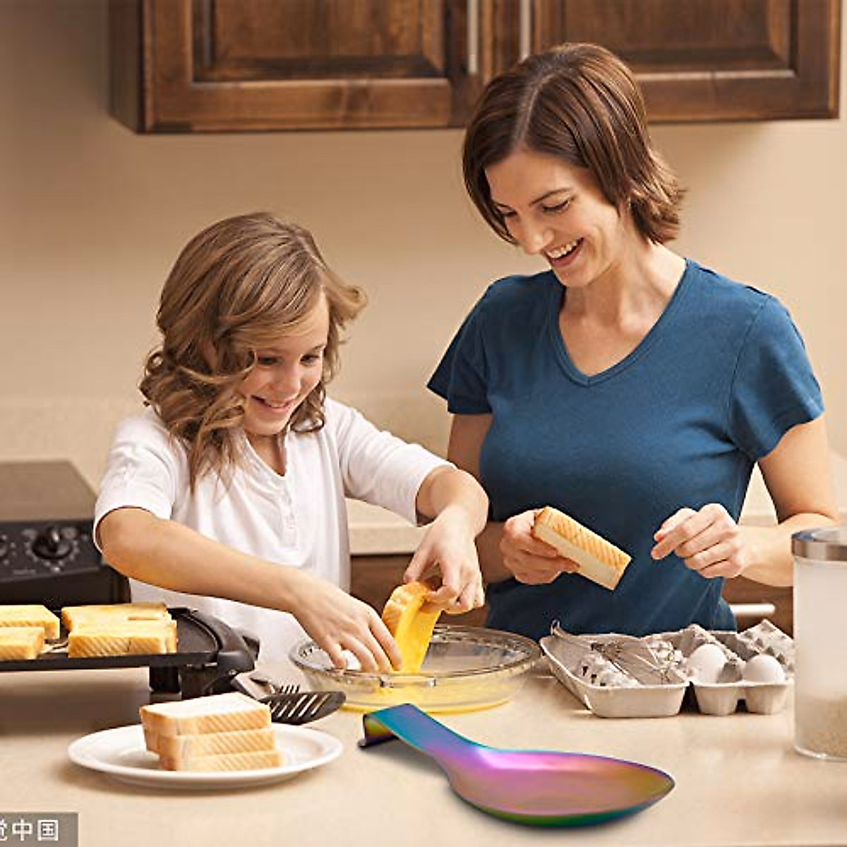 Modern Stainless Steel Spoon Rest, Stainless Steel Utensil Spoon Rest Holder, Spatula Ladle Holder, Brushed Finish, Countertop Heavy Duty,Dishwasher Safe 3.8 x 9.4 Inch (Rainbow 1PC)