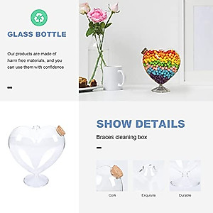 Tofficu Glass Jar Bottle with Cork Heart Shaped Wishing Bottle Plants Showing Bottle Desktop Hydroponic Plant Vase for Home Wedding Party Decoration