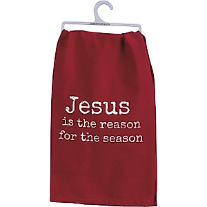 2 Piece Red White Holiday Kitchen Towel Bundle, Merry Be Your Christmas and Jesus Is The Reason