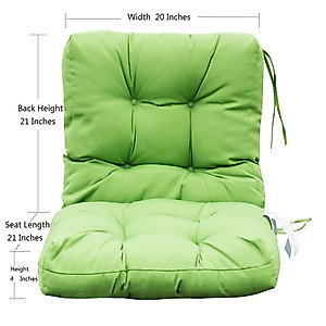 QILLOWAY Outdoor Seat/Back Chair Cushion Tufted Pillow, Spring/Summer Seasonal Replacement Cushions - Set of 2 (Charcoal Grey/Black)