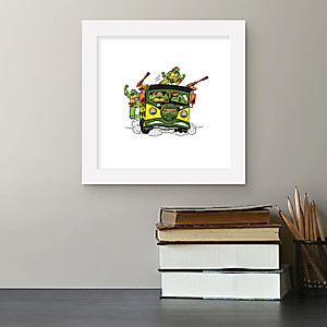 Trends International Gallery Pops Nickelodeon Teenage Mutant Ninja Turtles - Party Wagon Wall Art Wall Poster, 12" x 12", White Framed Version