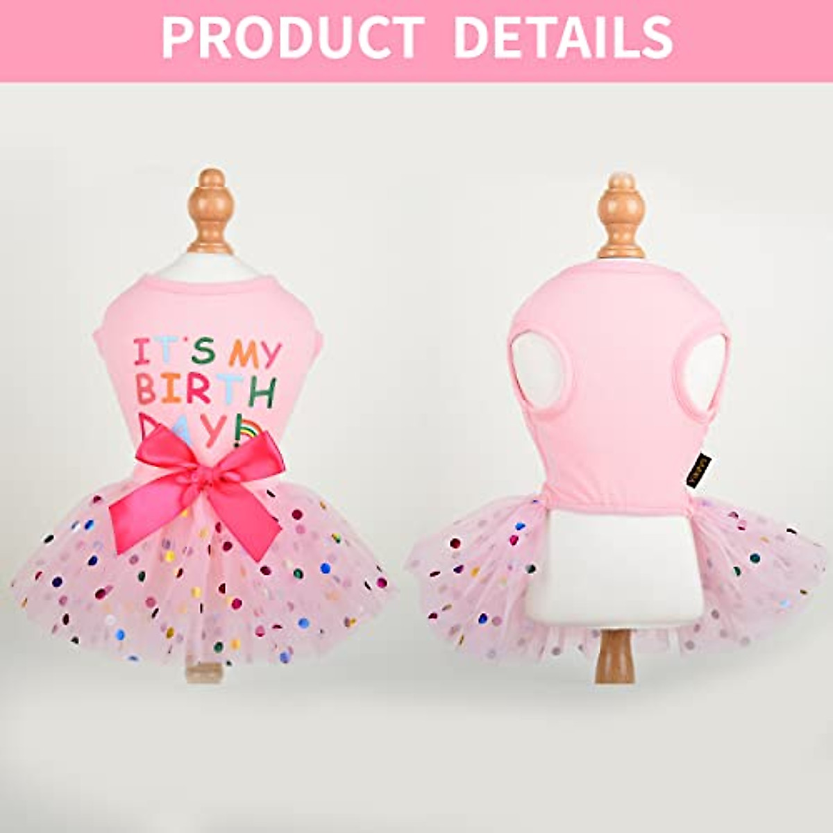 Dog Dress for Small Medium Dog Girl,Pet Puppy Tutu Princess Dress, Pink Female Dog Clothes, Girl Dog Birthday Outfit Apparel Party Dress, X-Large