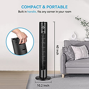 Aigostar Smart Tower Fan Oscillating Cooling Fan with Remote, Quiet Bladeless Standing Fans for Home Bedroom, 24H Timer 3 Speeds 3 Modes LED Display WiFi Voice Smart Control, Works with Alexa/Google