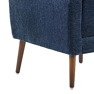 Modern Accent Chair,Chenille Fabric Reading Living Room Side Chair,Single Sofa with Wood Legs, Armchair for Living Room Bedroom(Dark Blue)