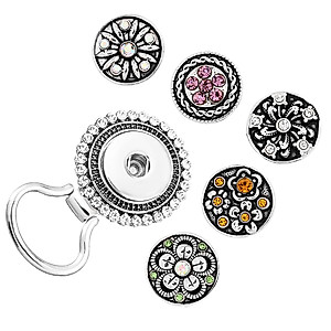 MJartoria Interchangeable Flower Snap Buttons Centerpiece Rhinestone Eye Glass Holding Brooch Pins
