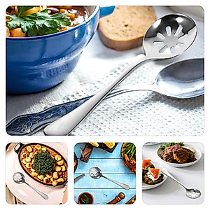 UPKOCH Stainless Steel Slotted Cooking Spoon, Kitchen Gadgets Slotted Spoon Kitchen Tools Chef Strainer Utensil For Cooking Serving Mixing Long Spoon With Holes