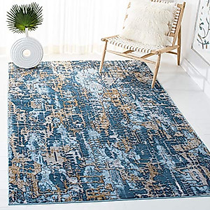 SAFAVIEH Lagoon Collection 5'5" x 7'7" Blue/Gold LGN174M Distressed Non-Shedding Living Room Bedroom Dining Home Office Area Rug