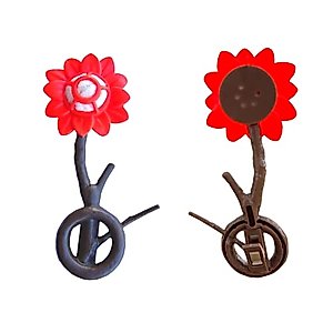 Quackups 5.5" Hummingbird Nesting Home with Nesting Fibers Enclosed in Red Flower, Easily Clips on Branch, Bushes for Outdoor Patio Garden