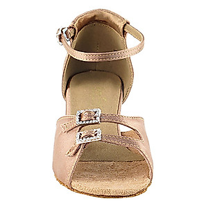 Very Fine Dance Shoes - Ladies Latin, Rhythm, Salsa Ballroom Dance Shoes - 1620-1.3-inch Heel and Foldable Brush Bundle - Brown Satin - 6.5