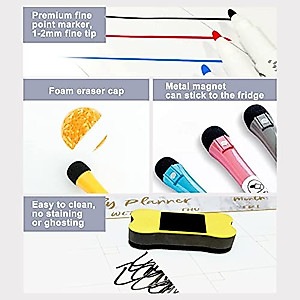 Fridge Calendar, Magnetic Planner, Dry Erase Calendar and Whiteboard for Home: Monthly & Planner & to Do List, Marble, Minimal Simple Design Multicolor 17 inches X 12 inches