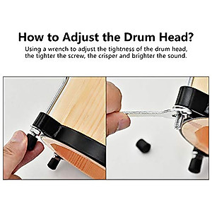 MUSICUBE Bongo Drum Set with Tuning Wrench Professional Wooden Percussion Instrument for Beginner Adults Kids (Natural Skin)