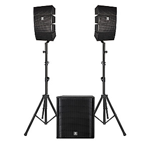 PRORECK Club 3500 15 inch subwoofer 3000W DJ Powered PA Speaker System Combo Set with 8 Array Speakers，Bluetooth, USB, SD Card, Remote Control, for Meeting, Speeches, Churches, Performances, DJ Gig