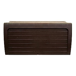 Starplast 56811 Plastic Weave Sit-On Storage Box - 88 Gallon - Mocha/Brown - Ideal for Deck, Patio, and Backyard