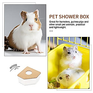 PATKAW Hamster Sand Bathtub Acrylic Clear Sand Bath Box with Wooden Lids Small Animal Shower Hideout Sand Bath Container for Chinchilla Gerbil Little Animal