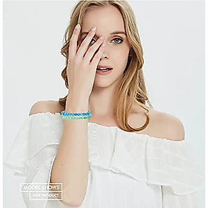 SONNYX 14Pcs 6mm Semi Precious Gemstone Beaded Bracelets for Women Men Tiny Crushed Stone Crystal Bracelet Stretch Bead Bracelet Unisex Jewelry