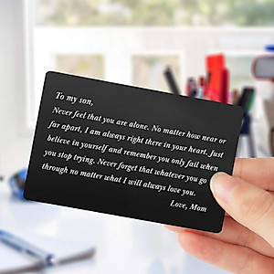 Engraved Wallet Card for Son Metal Wallet Card Gift for Son College Graduation Gift from Mom - To My Son, I Will Always Love You, Love Mom - Perfect Gifts for Son Birthday Gifts, Mother Son Gifts