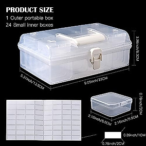 Douorgan Small Bead Storage Containers 24 Pieces Plastic Storage Organizers Portable Art Storage Case Transparent Boxes Jewelry Beads Storage Box(1 Pack)