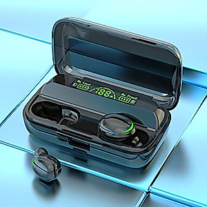 Wireless TWS Earbuds Earphones - Bluetooth 5.1 in-Ear Sports Headphones, IPX5 Waterproof, Finger Control, LED Digital Display Headset with Microphone & Charging Case