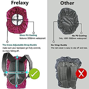 Frelaxy Waterproof Backpack Rain Cover, Upgraded Triple Waterproofing, Antislip Cross Buckle Strap (Fuchsia, S (for 15L-25L Backpack))