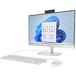 HP 24 All-in-One Bundle PC, 23.8" FHD Touchscreen, AMD Ryzen 3 7320U (Up to 4.1 GHz), 8 GB RAM, 1TB SSD, AMD Radeon Graphics, Windows 11 Home (White)