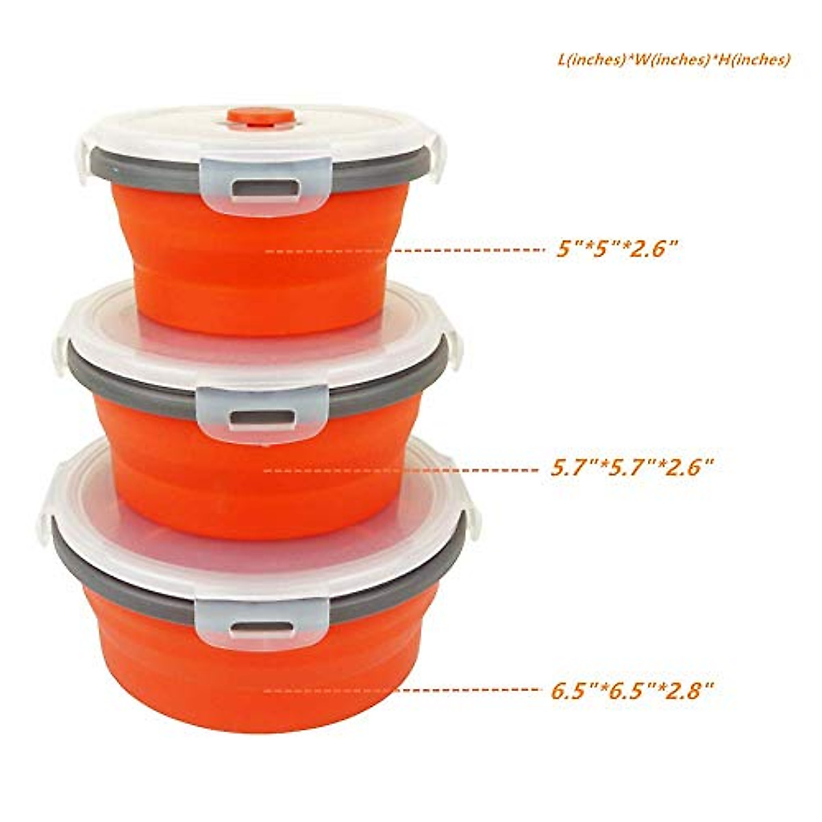 CARTINTS Red Silicone Collapsible Food Storage Containers-Prep/Storage Bowls with Lids - Round Silicone Food Storage Containers - Microwave and Freezer Safe 3Pack