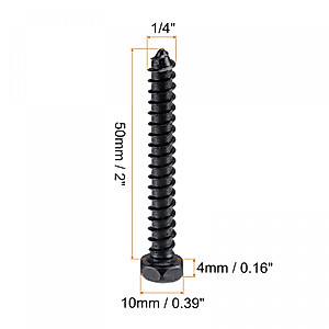 uxcell Hex Lag Screws 1/4" x 2" Carbon Steel Phillips Head Half Thread Self-Tapping Bolts for Deck Building or Joining Lumber 25pcs