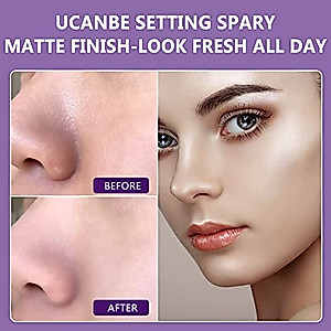 UCANBE Long Lasting Makeup Setting Spray Kit- 6.76 Fl oz Hydrating Matte Finish Mist Lightweight Face Make up Fixer +Travel Size Spray Bottle+Sponge Puff Makeup Set