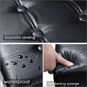 PRANDOM Jumbo Ottoman with Storage [1-Pack] Faux Leather Folding Small Square Foot Stool with Lid for Living Room Bedroom Coffee Table Dorm Black 43x15x15 inches