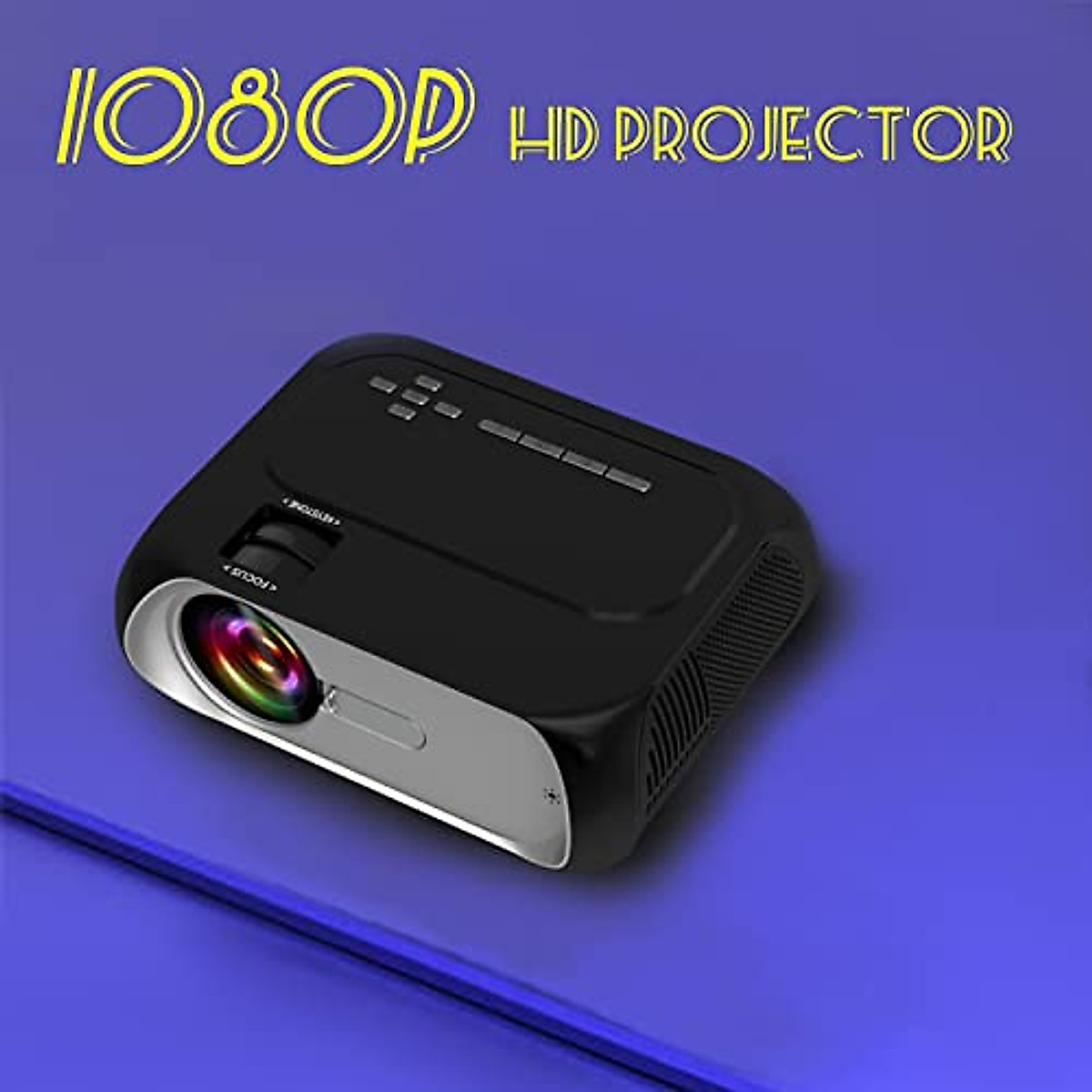 Mini Projector Portable Projector Compatible with HDMI/VGA/AV/DVD/USB/Headphone Jack/Laptop/ iOS & Android Apartment Must Haves Electronics Tech Gadgets Birthday Gifts for Men Personalized Gifts
