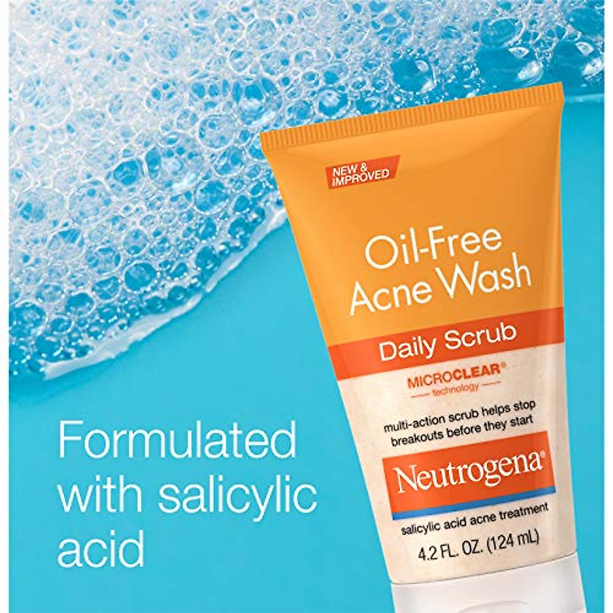 Neutrogena Oil-Free Acne Face Scrub, 2% Salicylic Acid Acne Treatment Medicine, Daily Face Wash to help Prevent Breakouts, Oil Free Exfoliating Facial Cleanser for Acne-Prone Skin, 4.2 fl. oz