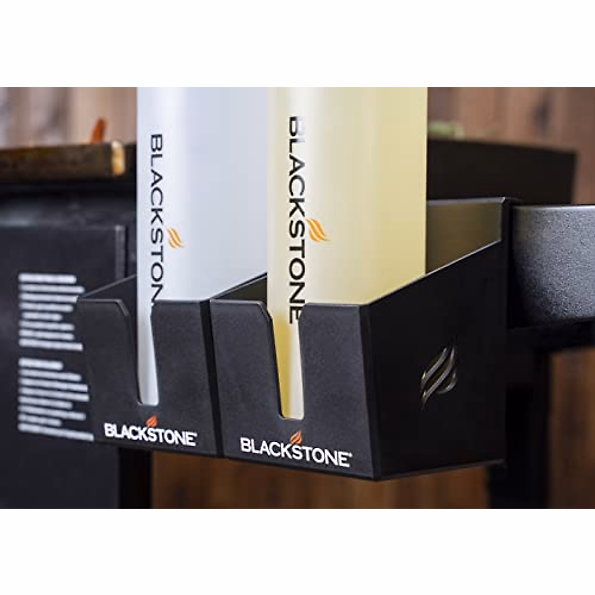 Blackstone 5396 Magnetic Beverage (2 Piece) Squeeze Holder for Grill, Griddle Accessories, Storage for BBQ Bottles, Seasonings, Portable, Easy to Install, Black