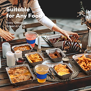 Fit Meal Prep [100 Pack 1 lb Small Aluminum Foil Pans with Lids, Disposable Take Out Food Containers with lids for Freshness and Spill Proof, 5 x 4 Disposable Cookware for Catering, Restaurants