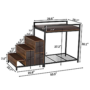 GDLF Bunk Beds Window Perch for Dogs Bedside Lounge Elevated Dog Bed Multi-Level Platform with Foam Upholstery, Non-Slip Pad and Storage