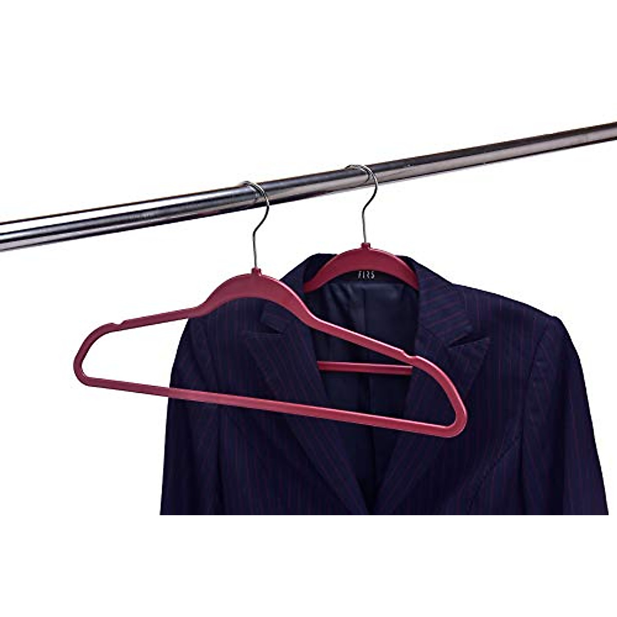 Quality Hangers Clothes Hangers 50 Pack - Non-Velvet Plastic Hangers for Clothes -Heavy Duty Coat Hanger Set -Space-Saving Closet Hangers with Chrome Swivel Hook, Non-Flocked Hangers, Raspberry