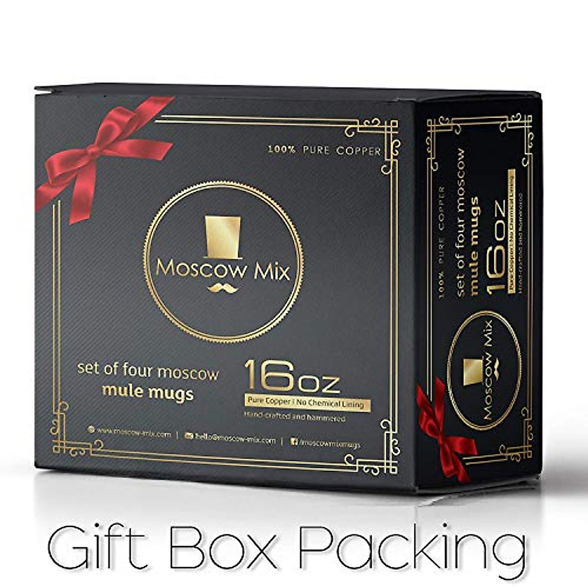 Moscow-Mix Moscow Mule Mugs Set of 2 Copper Cups - 100% Copper Mugs for Moscow Mules and Whisky Mules - Hammered Copper Cups Includes Copper Shot Glass for Party - Includes Premium Gift Box