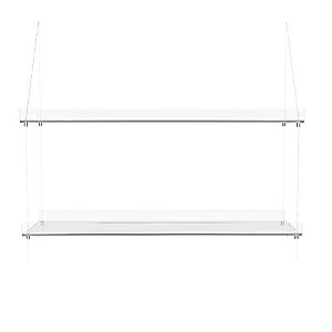 KUNZITE Hanging Shelves Transparent Wall Floating Shelves Organizer Displays Storage Rack Home Decor for Windows or Living Room Bedroom Bathroom Kitchen (2 Shelves, 20"x6"x34")