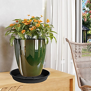 OVZILKI 6 Pack of Plant Saucer Tray 4 6 8 10 12 14 17 19 22 25 inch, Heavy Duty Plastic Pot Plant Drip Trays Saucers for for Indoors Outdoor, Plant Water Tray for Planters 3-5" (4", Black)