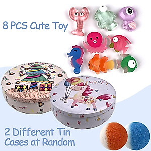 Bath Bombs for Kids with Surprise Inside, 8 PCS Natural & Organic Bubble Bath Fizzies with Sea Animal Toy Inside, Perfect Birthday, Halloween, or Christmas Gift for Boys and Girls!