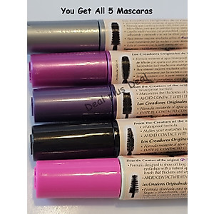 DEALPLUSDEAL Mascara and Eyeliner Set - 5 Mascaras, 1 Eyeliner - Extra Volume, Curl, Length for Full Lashes - Intense Black Eye Makeup, 6 Pieces