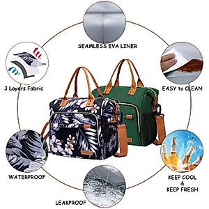 TuErCao Insulated Lunch Bag Women - Freezable Leakproof Mens Lunch Box for Work Office School - Reusable Adult Lunch Tote Bag Portable Waterproof Soft Side Cooler Bag for Travel Beach Picnic Camping