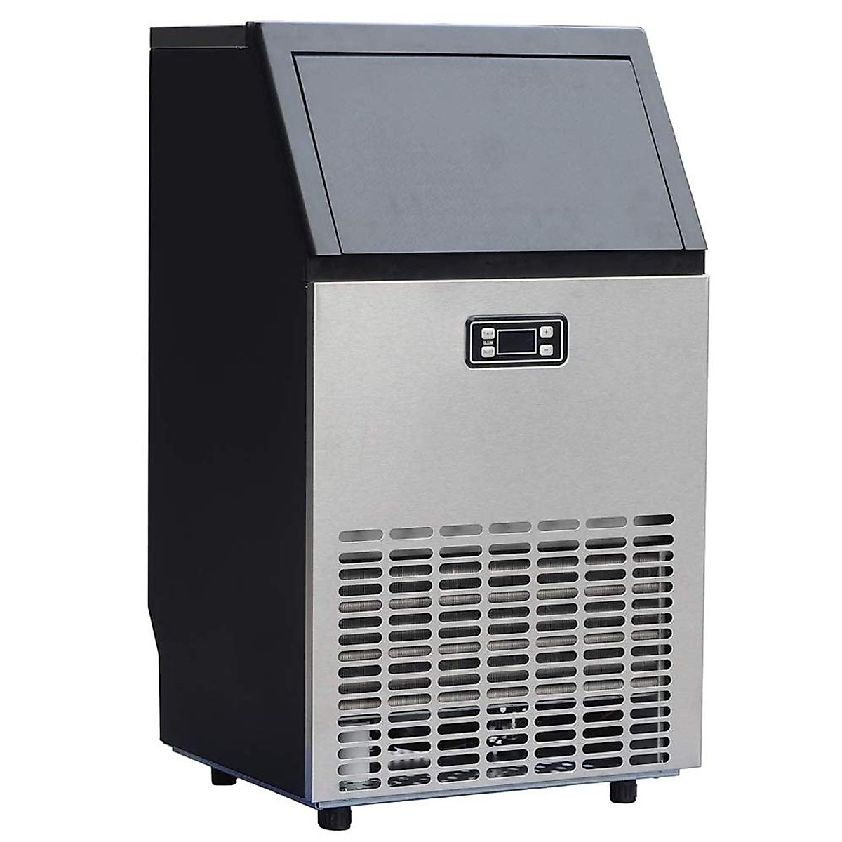 Smad Commercial Ice Maker 100 LBS/24H Under Counter Ice Maker Machine 45PCS/11-20Mins Self Clean 33LBS Ice Storage Freestanding Stainless Steel Ice Maker Ideal for Bar Coffee Shop or Restaurant