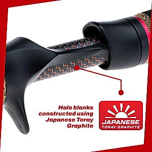 Halo Fishing HFHFX76MS HFX Series, Black/Red, Line 6-12 LB, Lure 1/4-3/8 OZ, 7'6"