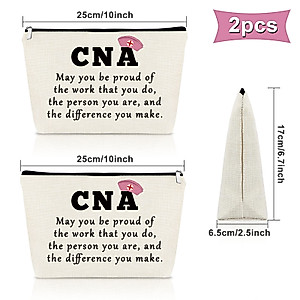 Sazuwu 2PCS CNA Gifts for CNA Week Makeup Bag Certified Nursing Assistant Gifts Thank You Gifts for Nurses Cosmetic Bag CNA Employee Appreciation Gifts Birthday Christmas Gifts Travel Pouch