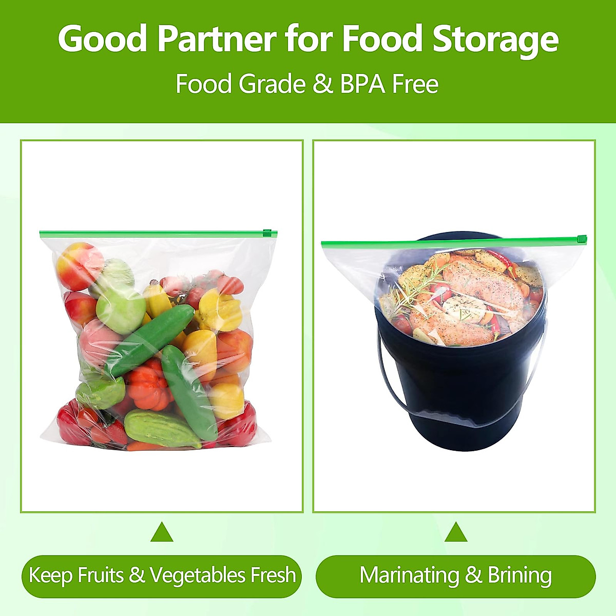 Xsourcer Freezer Slider Storage Bags, Pack of 12, 3.5 Gallon Food Storage Bag, 2 Mil 16" x 18" Reclosable Plastic Bags for Organization of Clothes, Shoes, Office Supplies & Travel Essentials