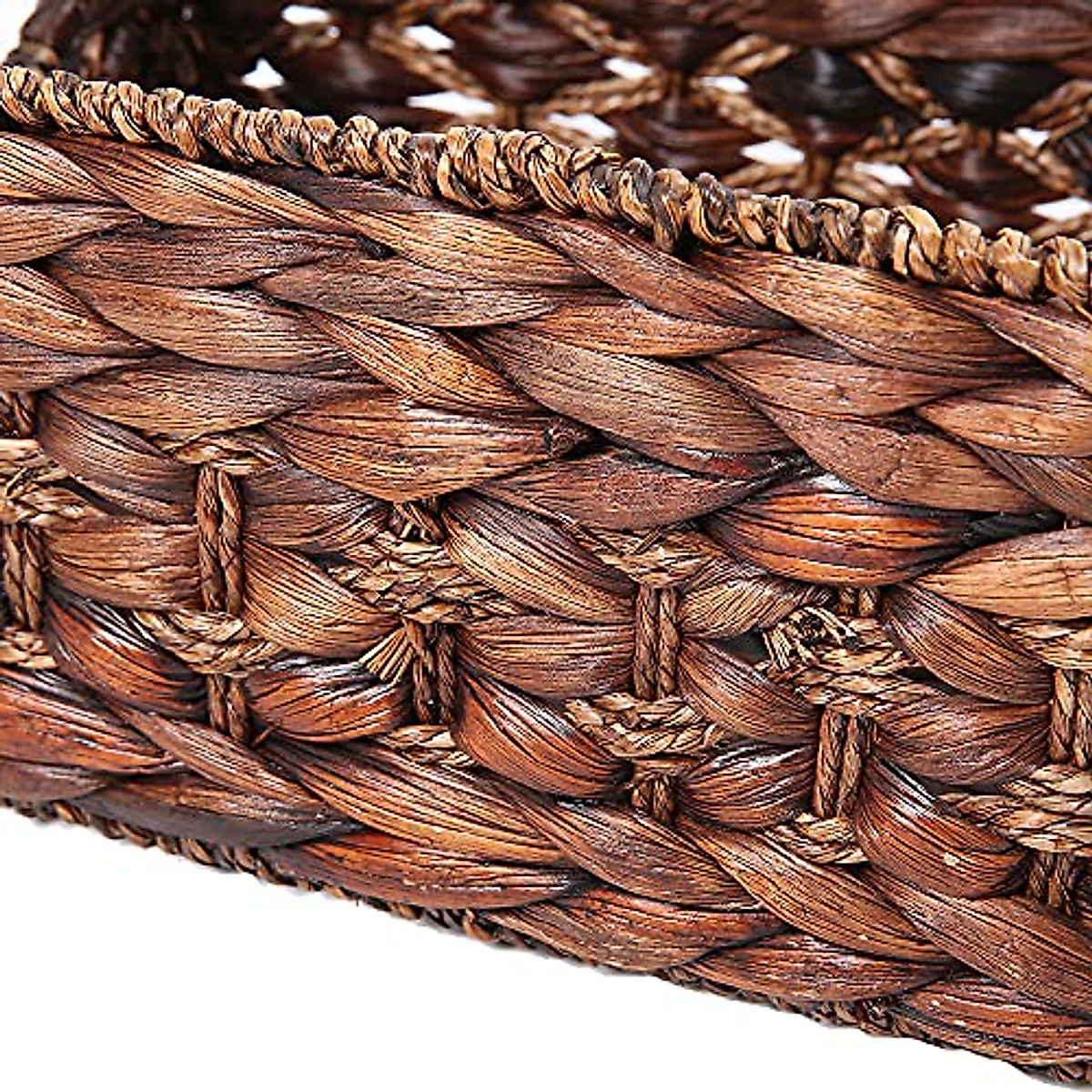 Storage Basket made by Water Hyacinth with Wood Handles, Arts and Crafts. (RectangleA-Medium)