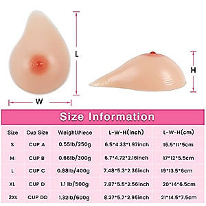 Vollence One Piece DD Cup Side Silicone Breast Forms irregular Fake Boobs Mastectomy Prosthesis Bra Pad Enhancers