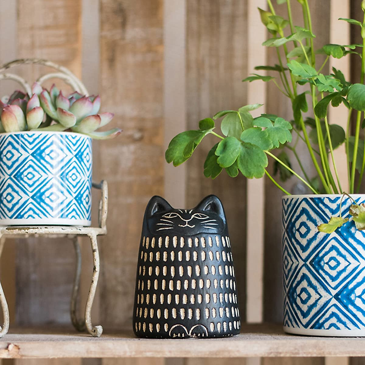 BOOMLATU Cute Cat Statue,Figurines Collectibles Garden Sculpture Home Room Decorations (Black)