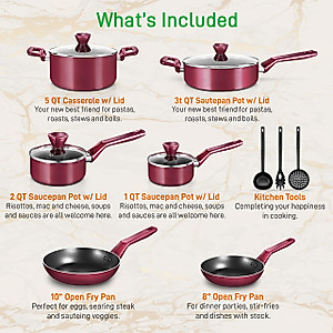 NutriChef 13-Piece Nonstick Kitchen Cookware Set - Heat Resistant Kitchenware Pots And Pans Set w/Saucepan, Frying Pans, Cooking Pots, Casserole, Lids, Utensils - NCCWA13