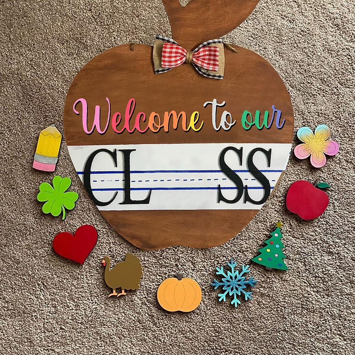 Welcome to Our Porch Sign Welcome To Our Wooden Hanging Sign Interchangeable Shape Teacher Classroom Sign Teacher Gift School Gift Personalized Teacher Large Shelf Decorations for Living Room